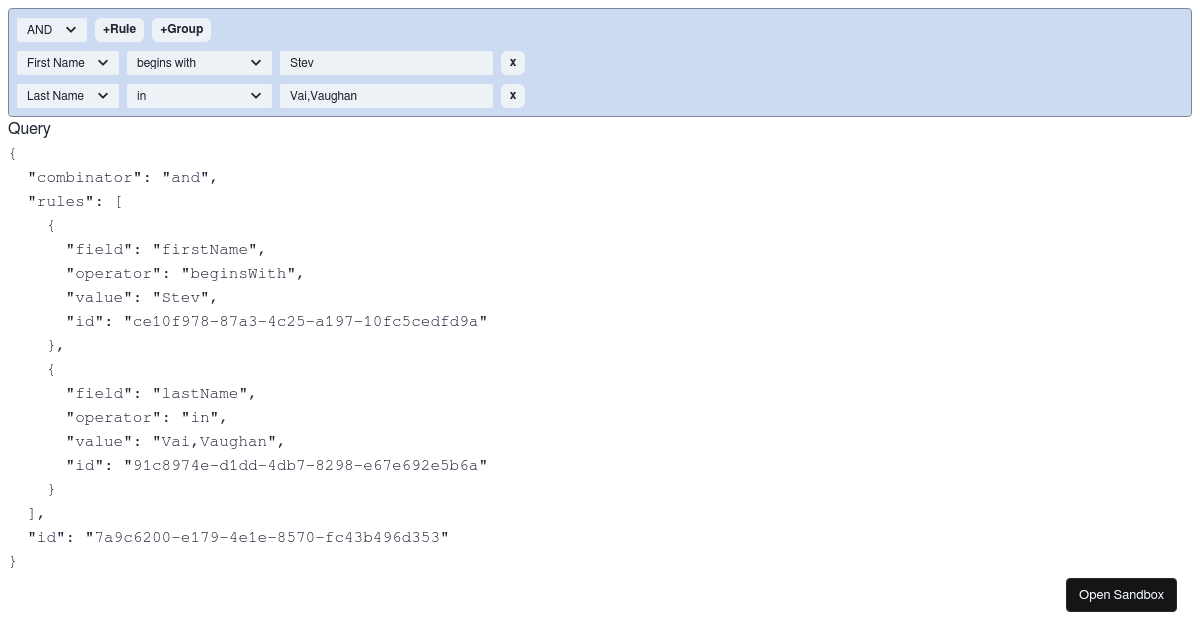 React Querybuilder Chakra Example Codesandbox 