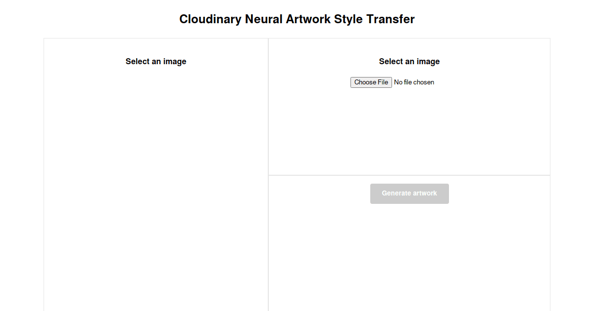 Neural Artwork Style Transfer Using Cloudinary - Codesandbox