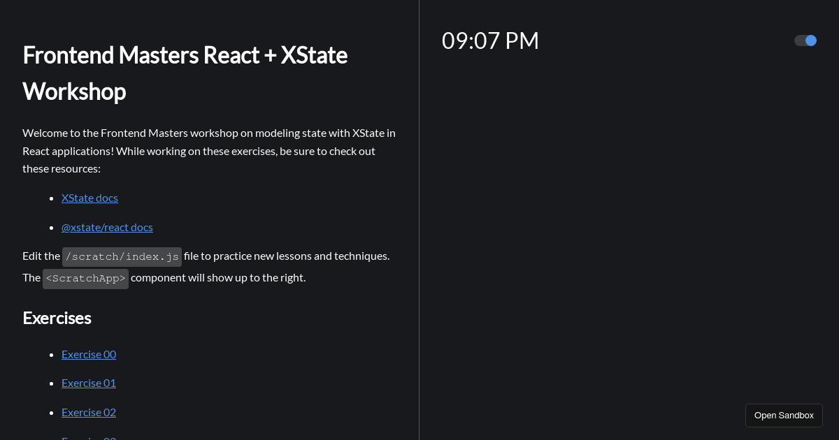 frontend-masters-xstate-react - Codesandbox