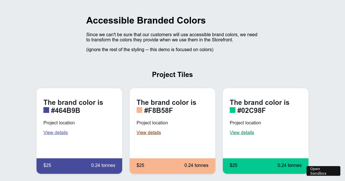 Accessible Branded Colors - Codesandbox