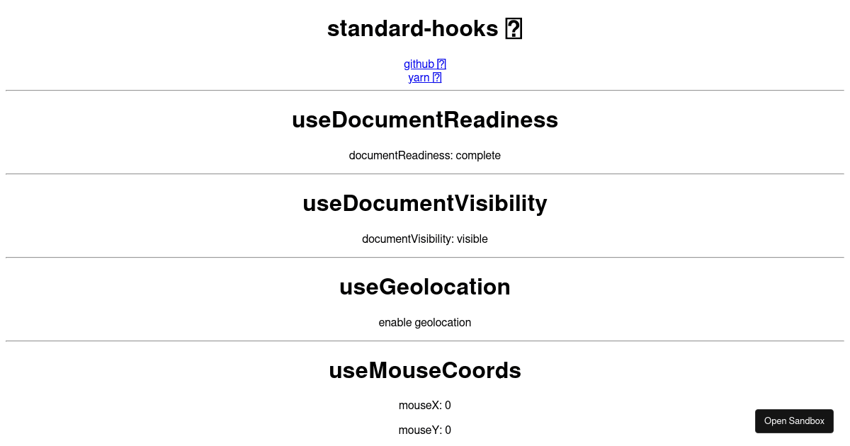 standard-hooks examples - Codesandbox