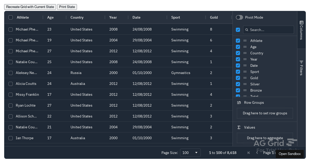 ag-grid-packages - Codesandbox