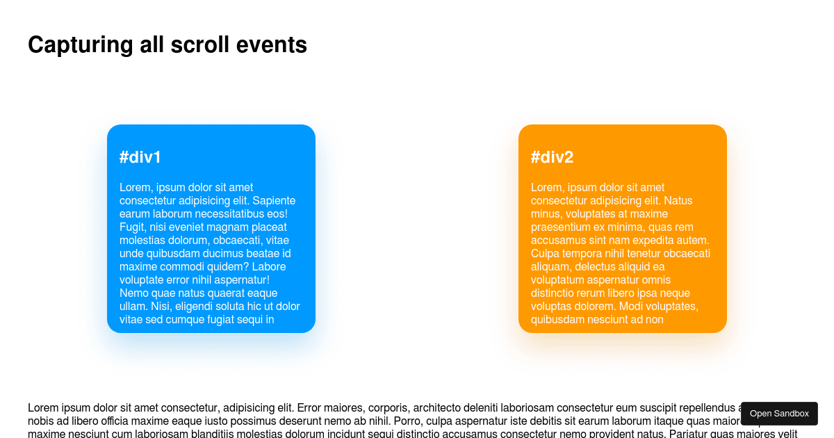 Capturing all scroll events - Codesandbox