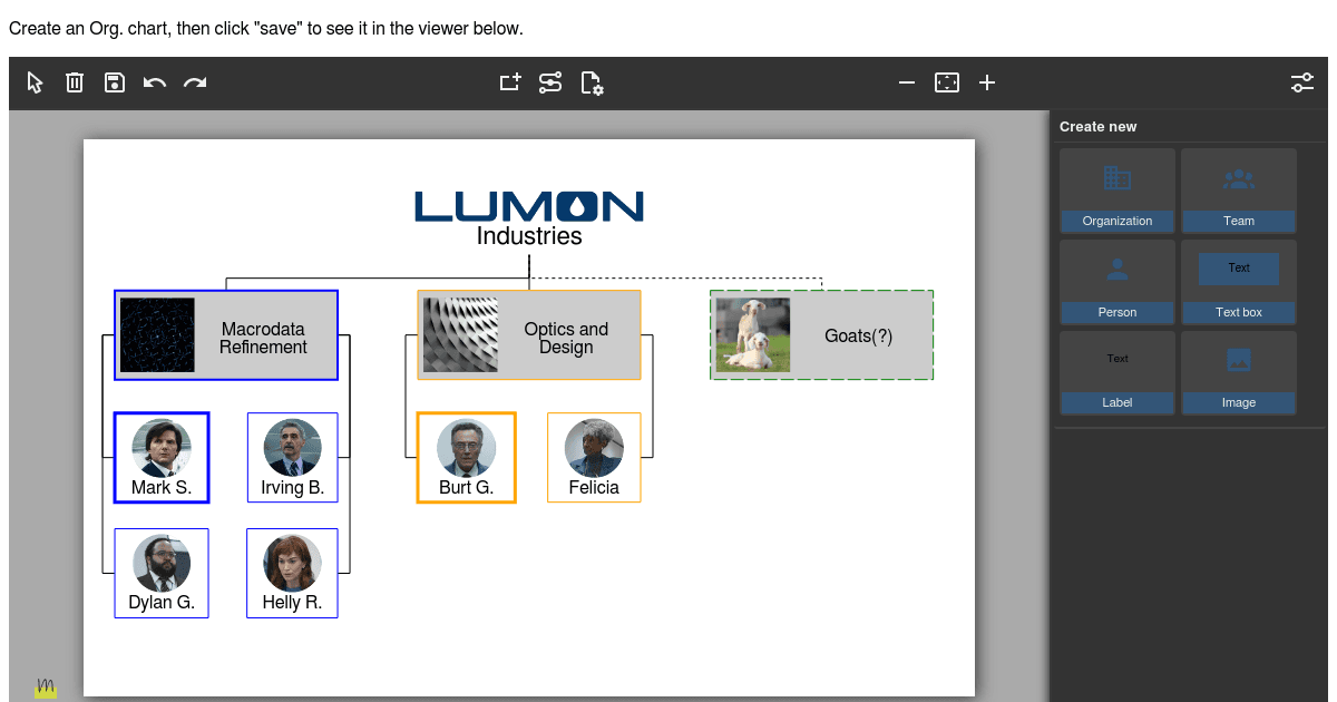 MJS Diagram Simple Org Chart Starter - Codesandbox