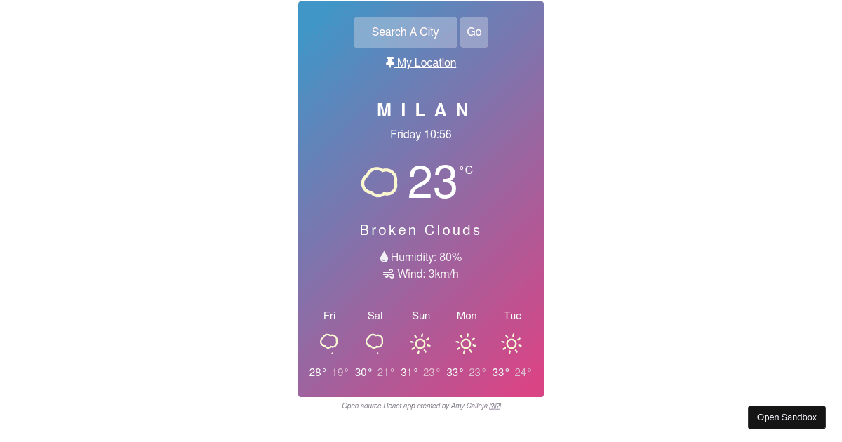 React Weather App Codesandbox
