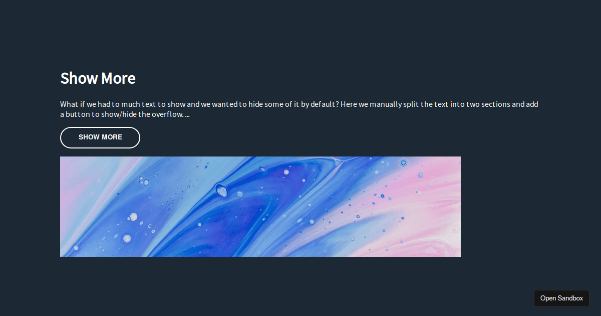 Show Hide Text Anim (Styled, Motion) - Codesandbox Show Hide Text Anim (Styled, Motion) - Codesandbox