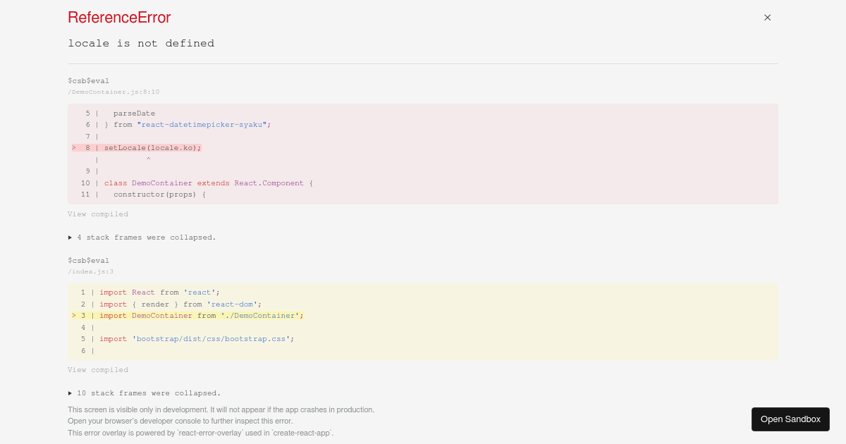 React Datetimepicker Demo Codesandbox