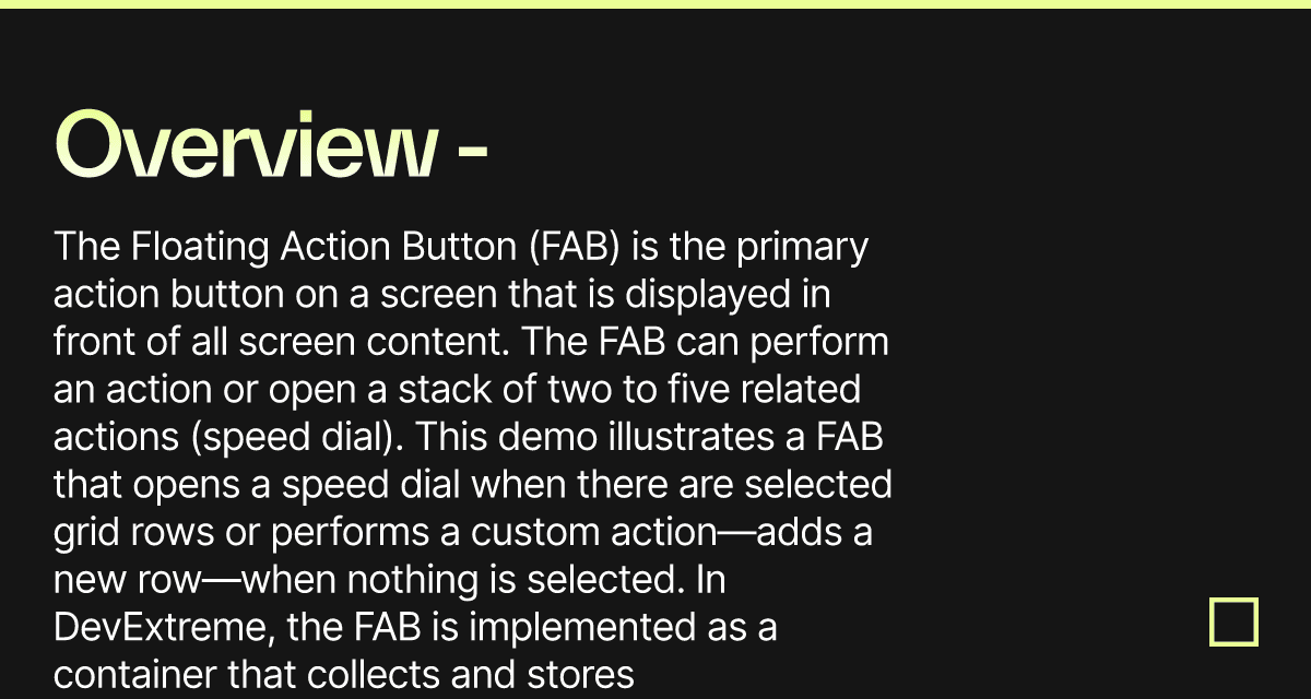 Overview - DevExtreme Floating Action Button - Codesandbox