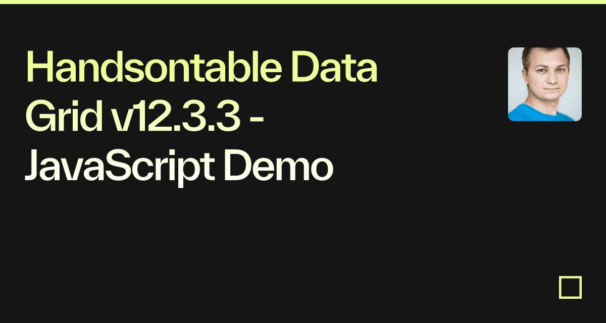 Handsontable Data Grid V1233 Javascript Demo Codesandbox 