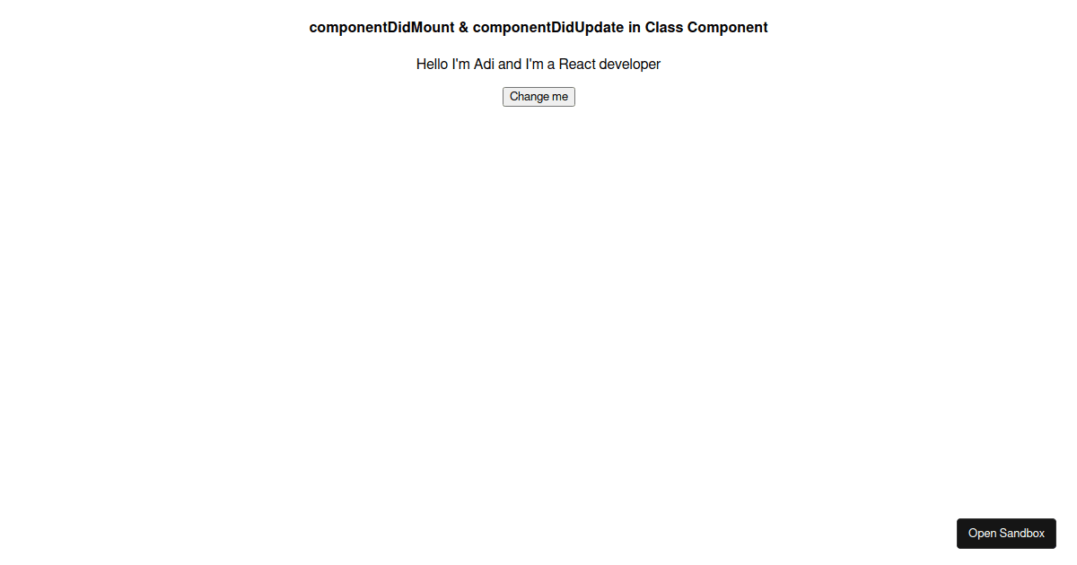 Componentdidmount And Componentdidupdate In React Class Component Codesandbox