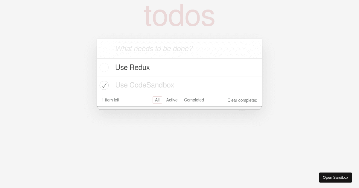 TodoMVC in Redux - Codesandbox