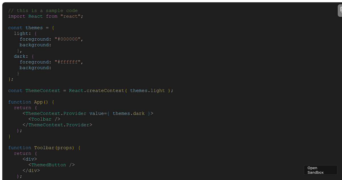 rc-highlight jsx code - Codesandbox
