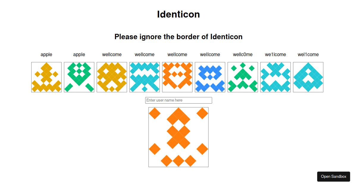 identicon-diamond (forked) - Codesandbox