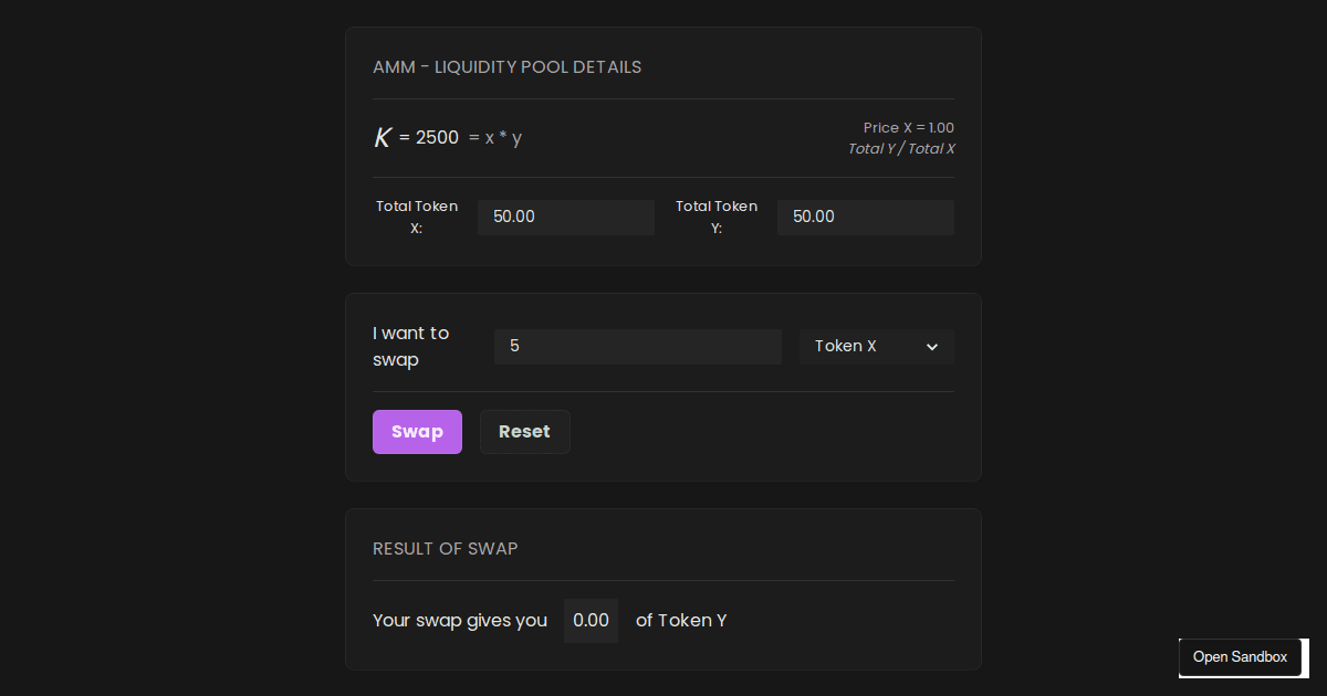 AMM mobile - Codesandbox