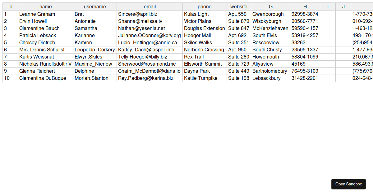 Fetch data - Codesandbox