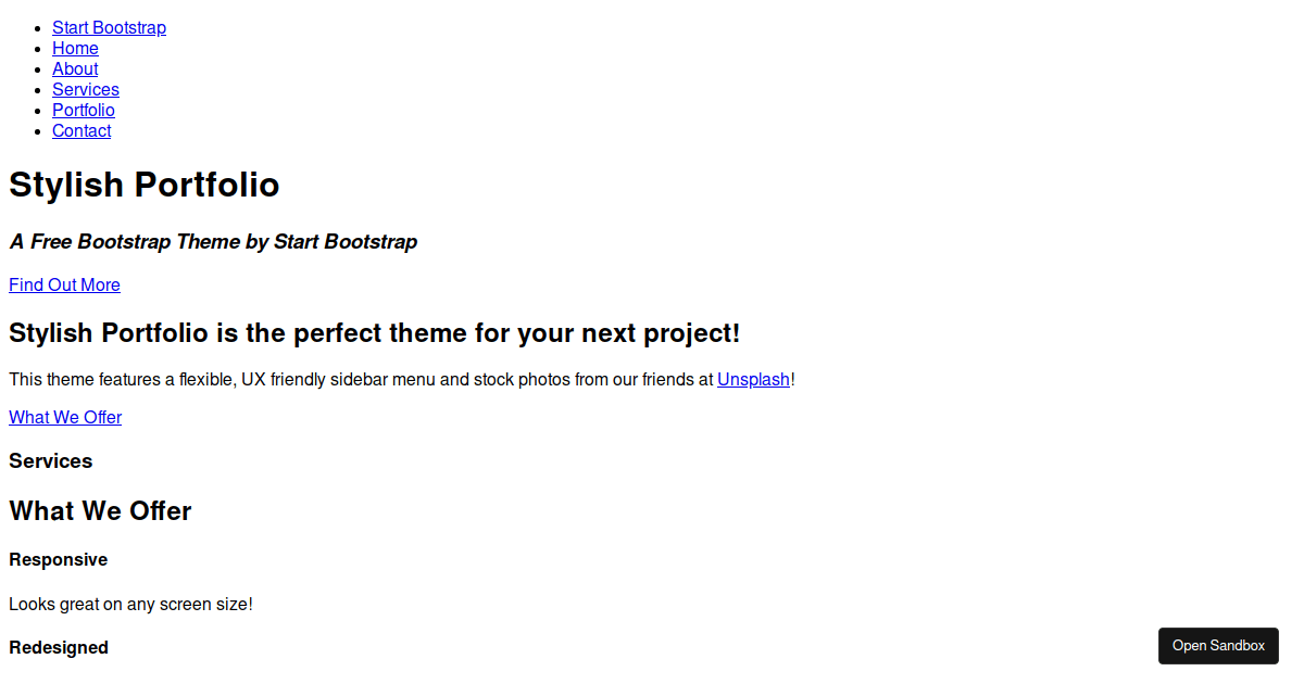 Stylish Portfolio - Codesandbox
