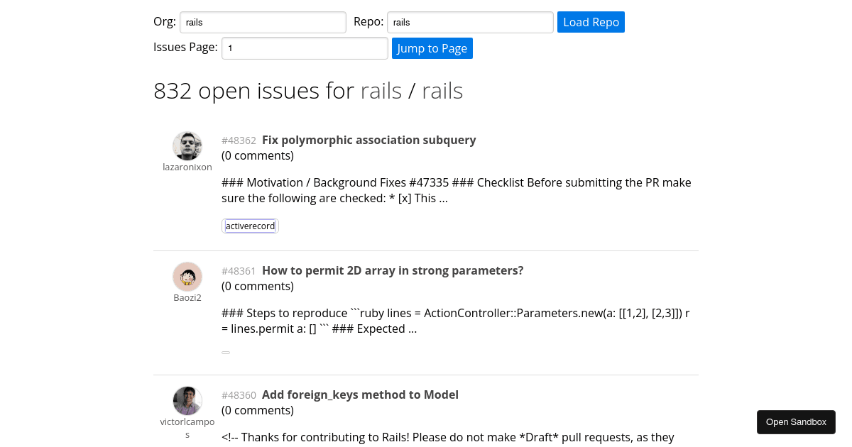 rsk-github-issues-example - Codesandbox