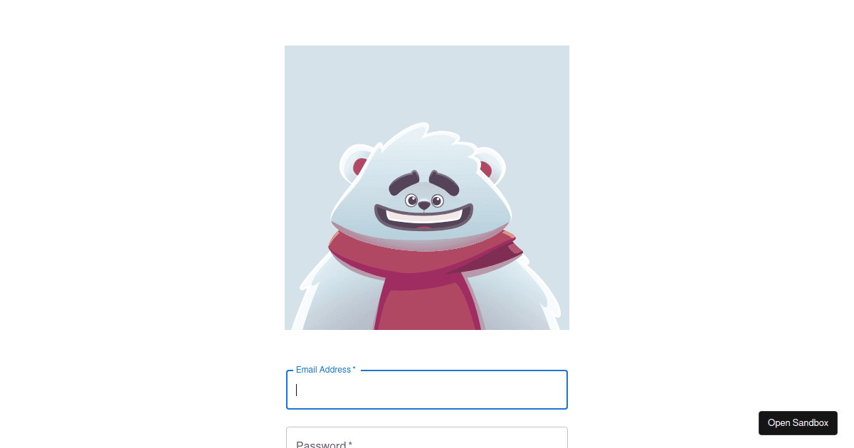 Teddy Yeti login form (forked) - Codesandbox