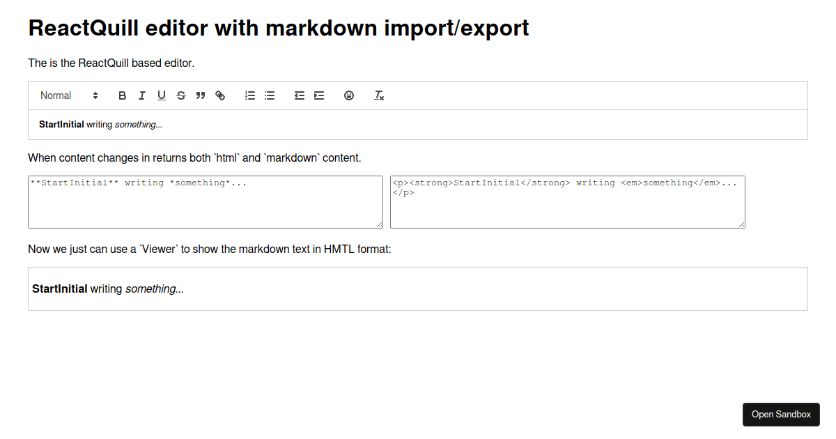 react-quill-with-markdown - Codesandbox