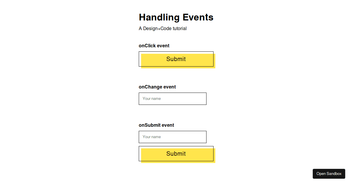 Handling Events - Codesandbox