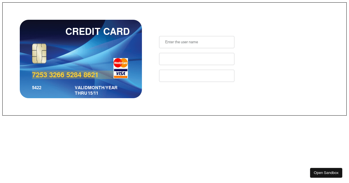 REACT COMPLEX CREDIT CARD - Codesandbox