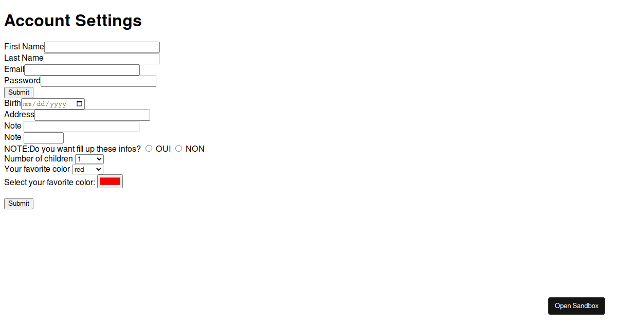 Account Settings - Codesandbox
