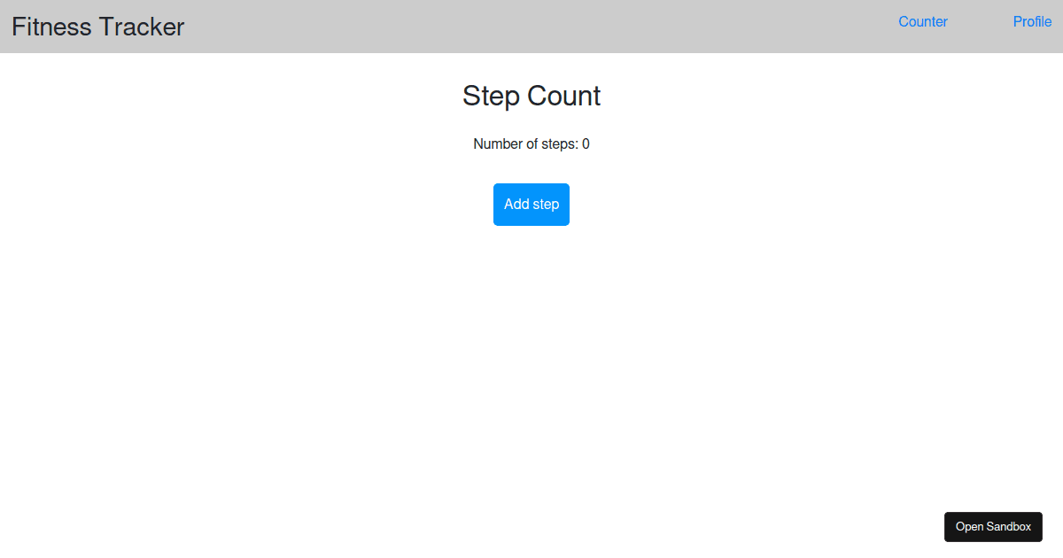 Fitness Tracker React State Demo - Codesandbox