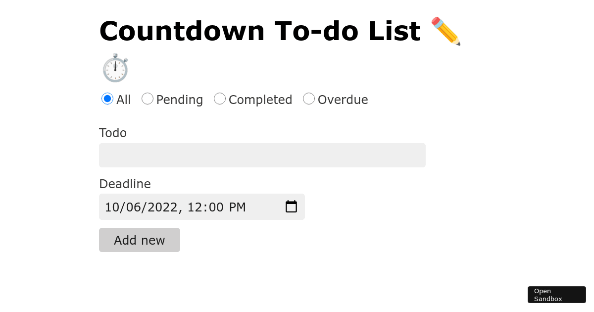 valtio-countdown-to-do-list - Codesandbox