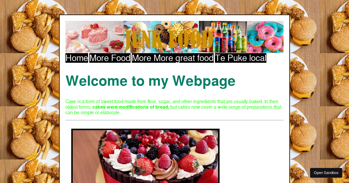 Tutorial - Food webpage - Codesandbox