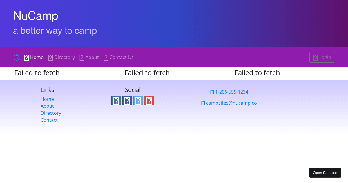 nucampsite - Codesandbox