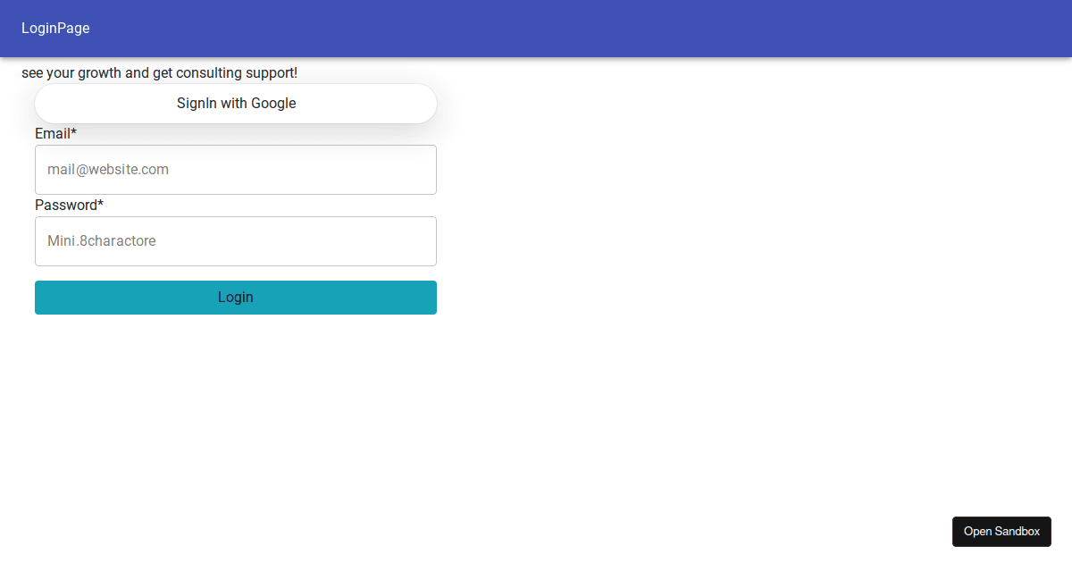 loginpage - Codesandbox