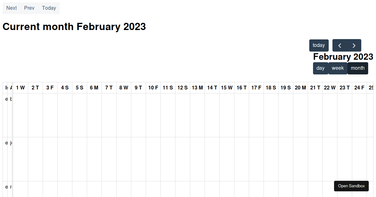 full calendar - Codesandbox