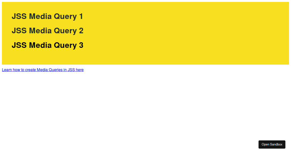 JSS Media Query Example - Codesandbox