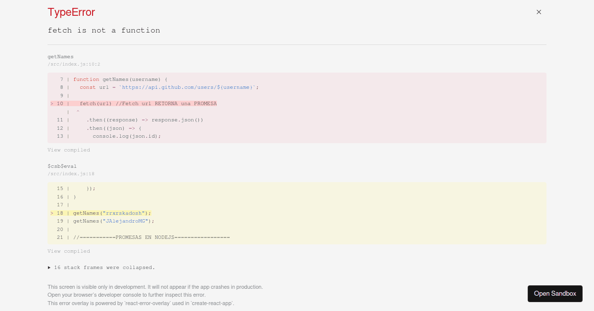Promises Javascript (Part 2) - Codesandbox Promises Javascript (Part 2) - Codesandbox