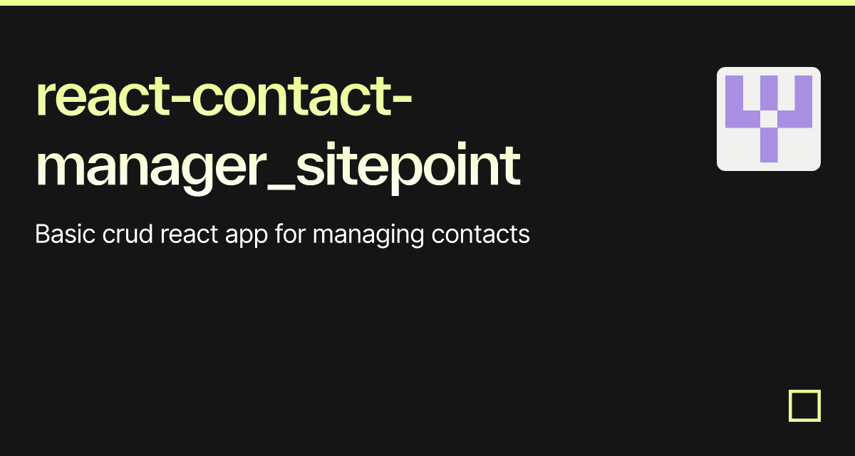 react-contact-manager_sitepoint - Codesandbox