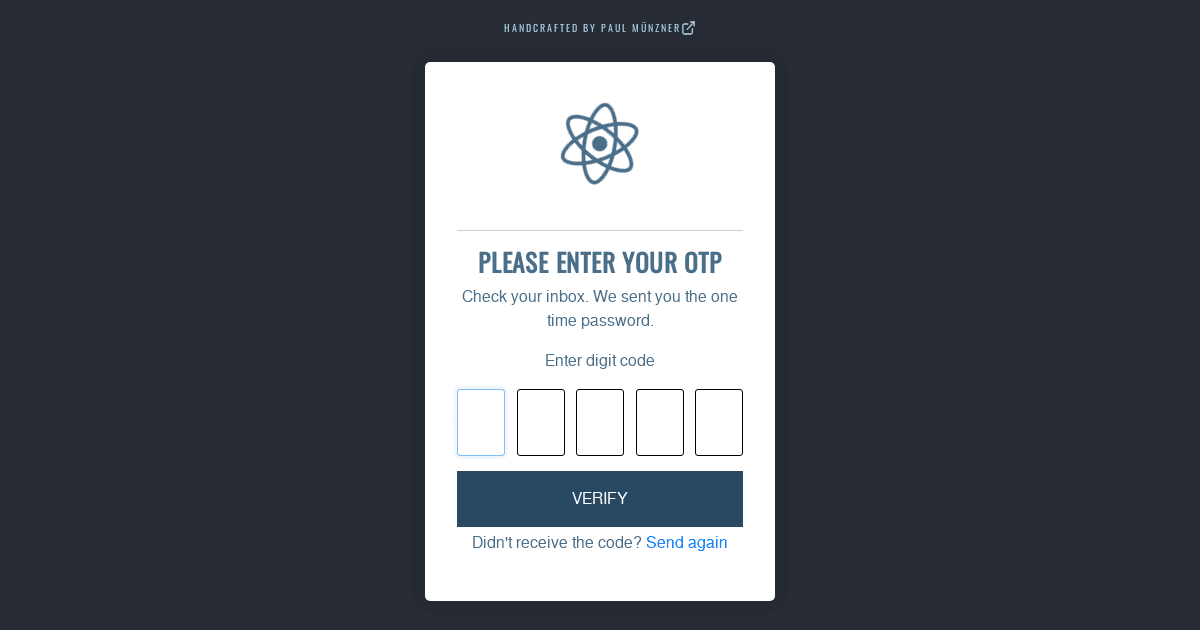OTP Card (without plugin) - Codesandbox