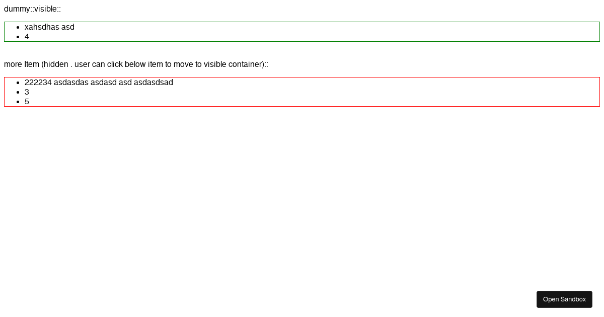 How To Shift Element On Click Visible Section In React Js Codesandbox