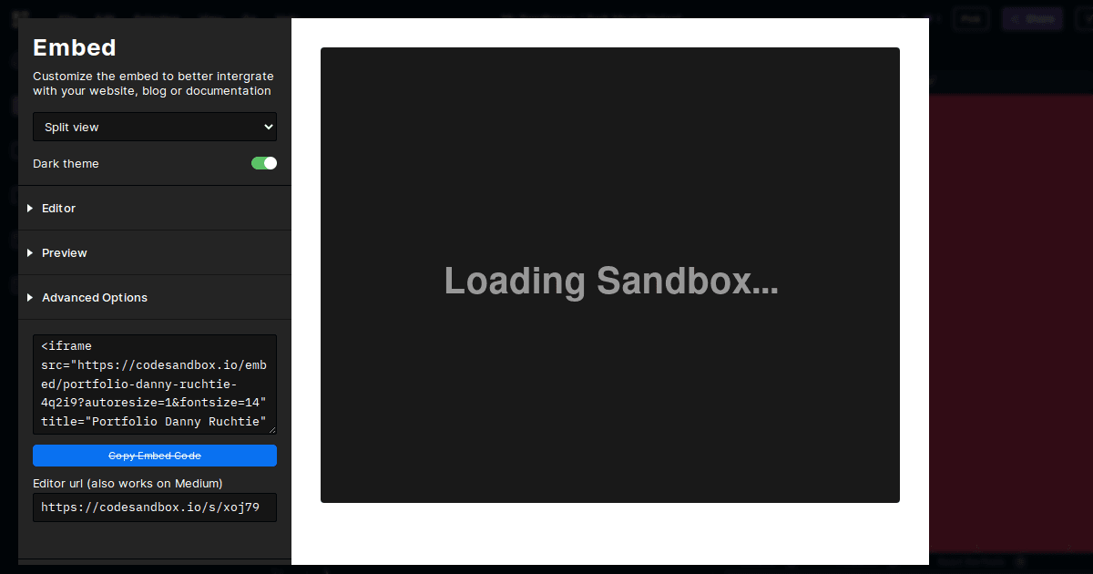 share sheet - Codesandbox