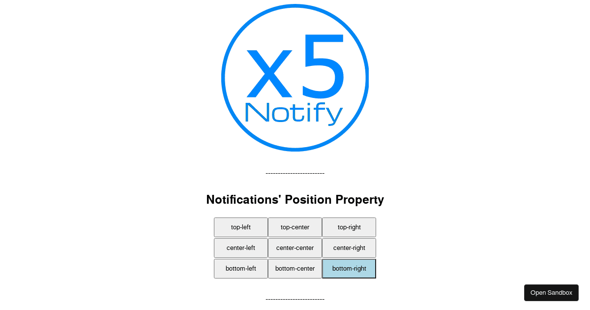 x5-Notify Example - Codesandbox