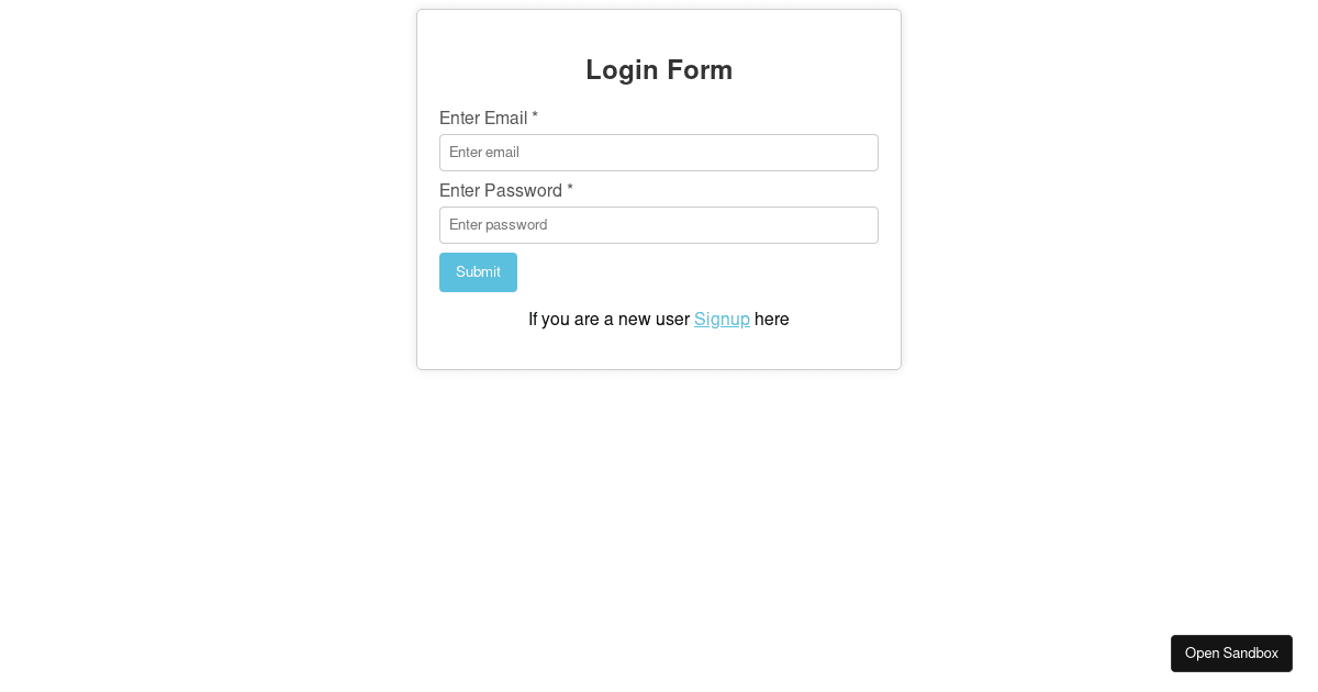 login with signup - Codesandbox