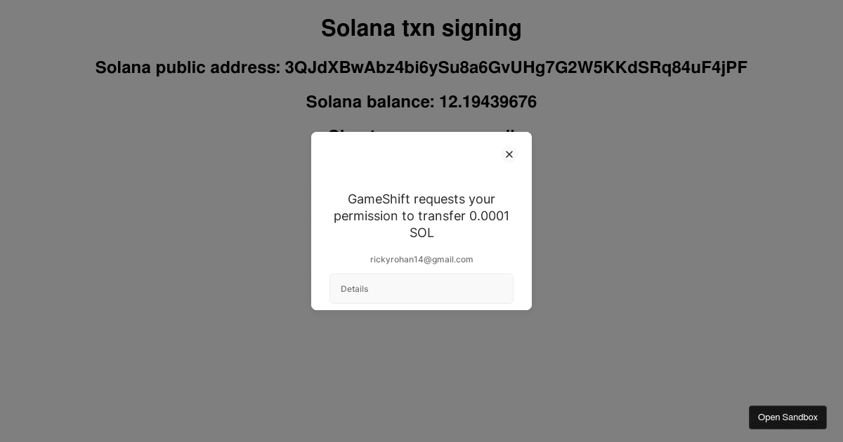 [Internal] MetaKeep Transfer Solana Versioned Transaction - Codesandbox
