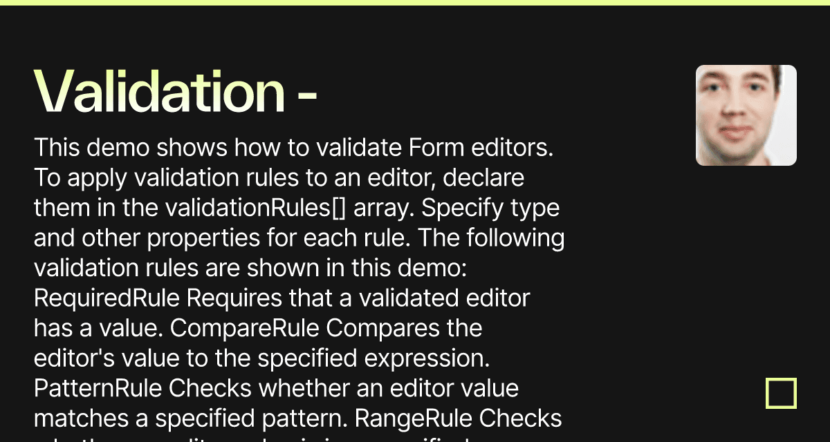 Validation - DevExtreme Form (forked) - Codesandbox