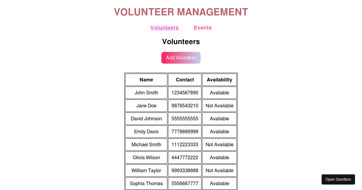 volunteer-management - Codesandbox