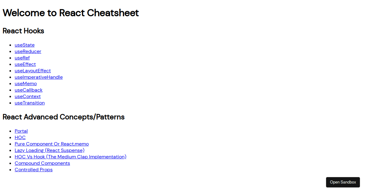 react-cheatsheet - Codesandbox