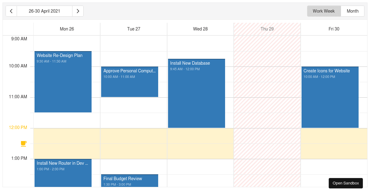 Disabled Date/Time Ranges - DevExtreme Scheduler - Codesandbox