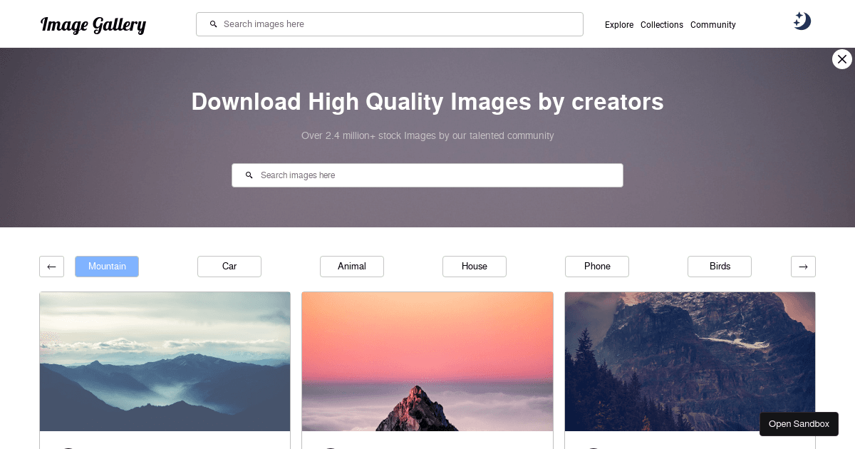 unsplash - Codesandbox