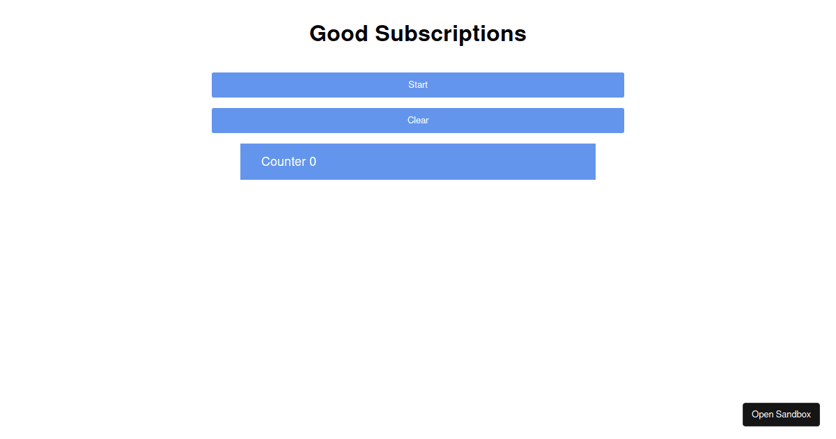 React Subscription Good Example - Codesandbox