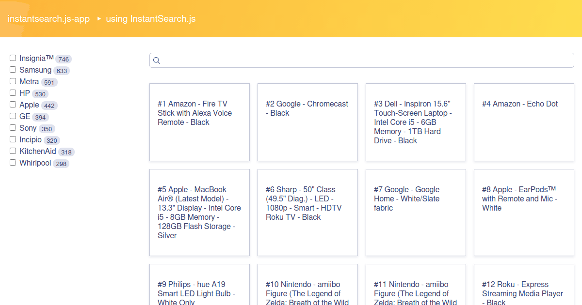 Instantsearchjs Codesandbox