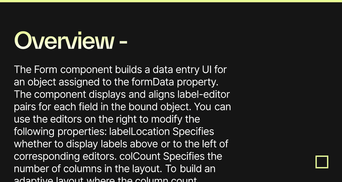 Overview Devextreme Form Codesandbox