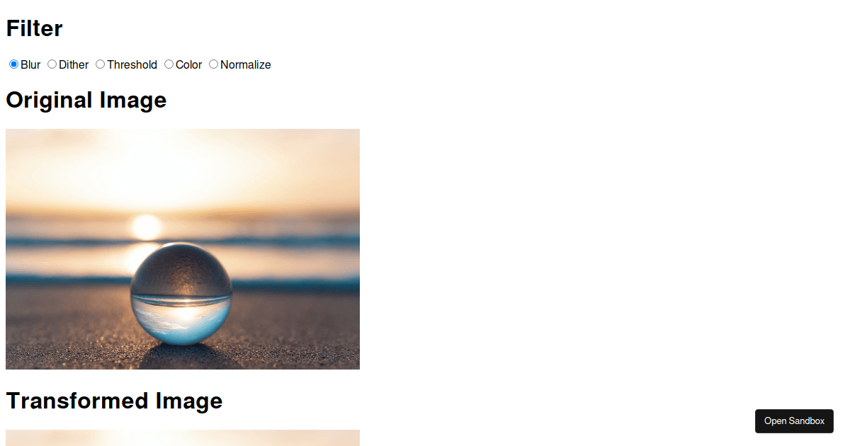 Jimp - Filtering Demo (forked) - Codesandbox